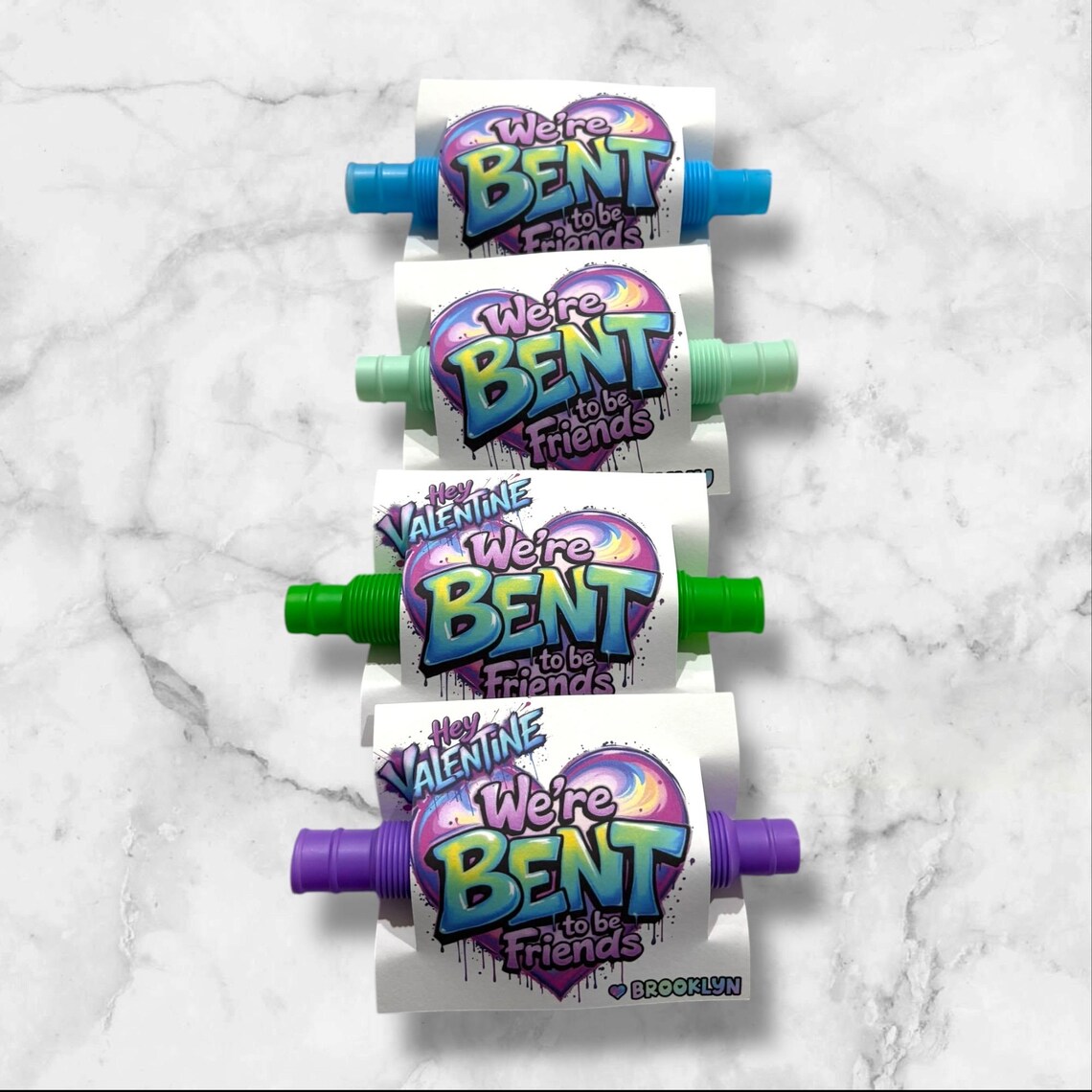 Valentines Fidget Pop Tubes With Cards -fidget Toys Favors, Classroom ...