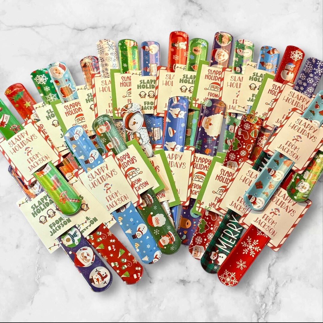 Christmas Favor- Slap Bracelet With Personalized Tag- Classroom ...