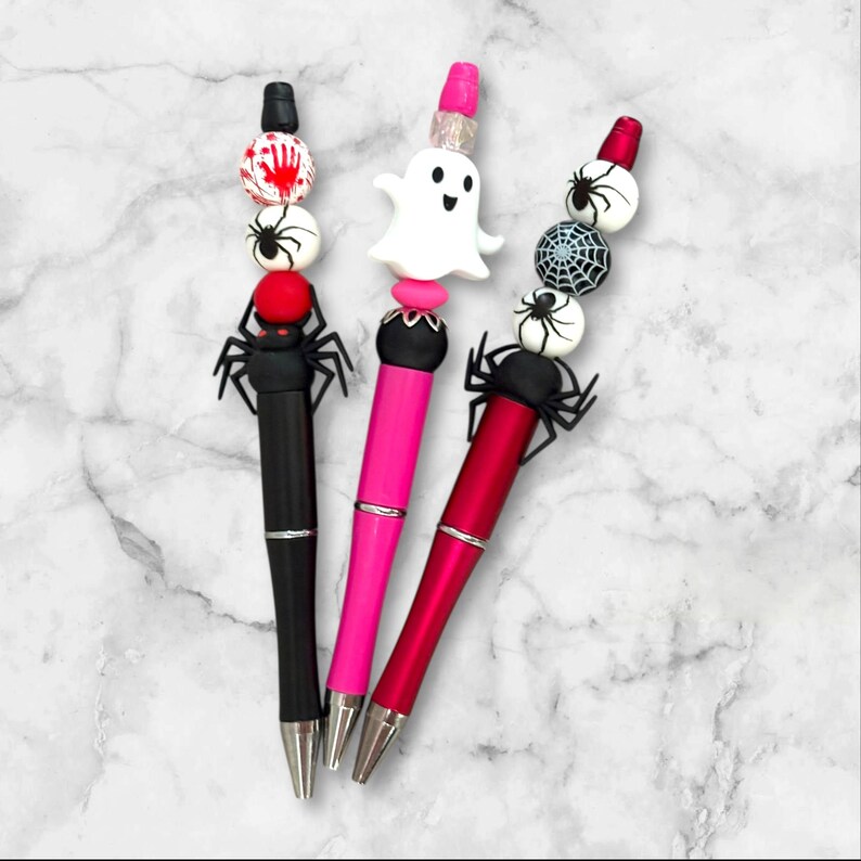 Spider or Ghost - Horror- Beaded Ballpoint Pens- Halloween, Purse Pens ...