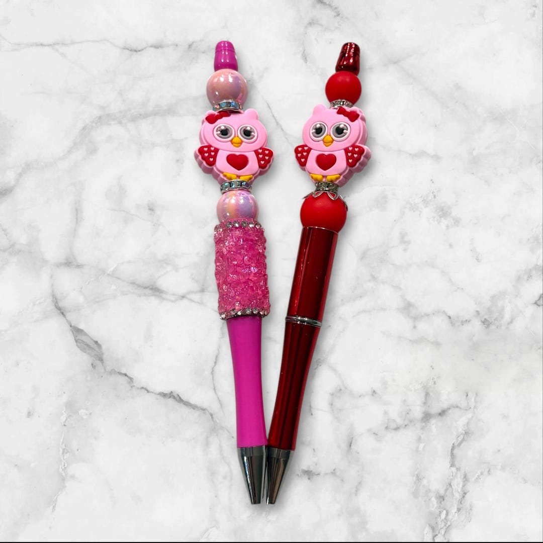 Love Owl Pens- Beaded Pen- Valentine's Day , Adorable, Festive, Cute ...