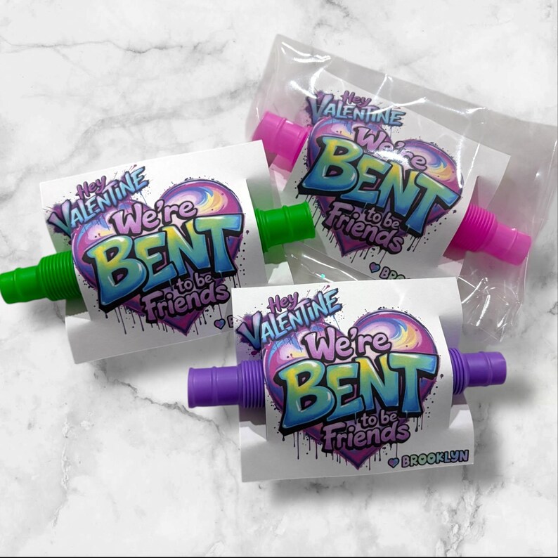 Valentines Fidget Pop Tubes With Cards -fidget Toys Favors, Classroom ...