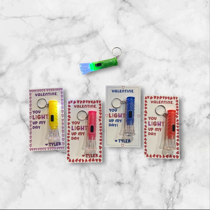 Valentine's Day Mini Flashlight Favors With Personalizable Cards - Etsy