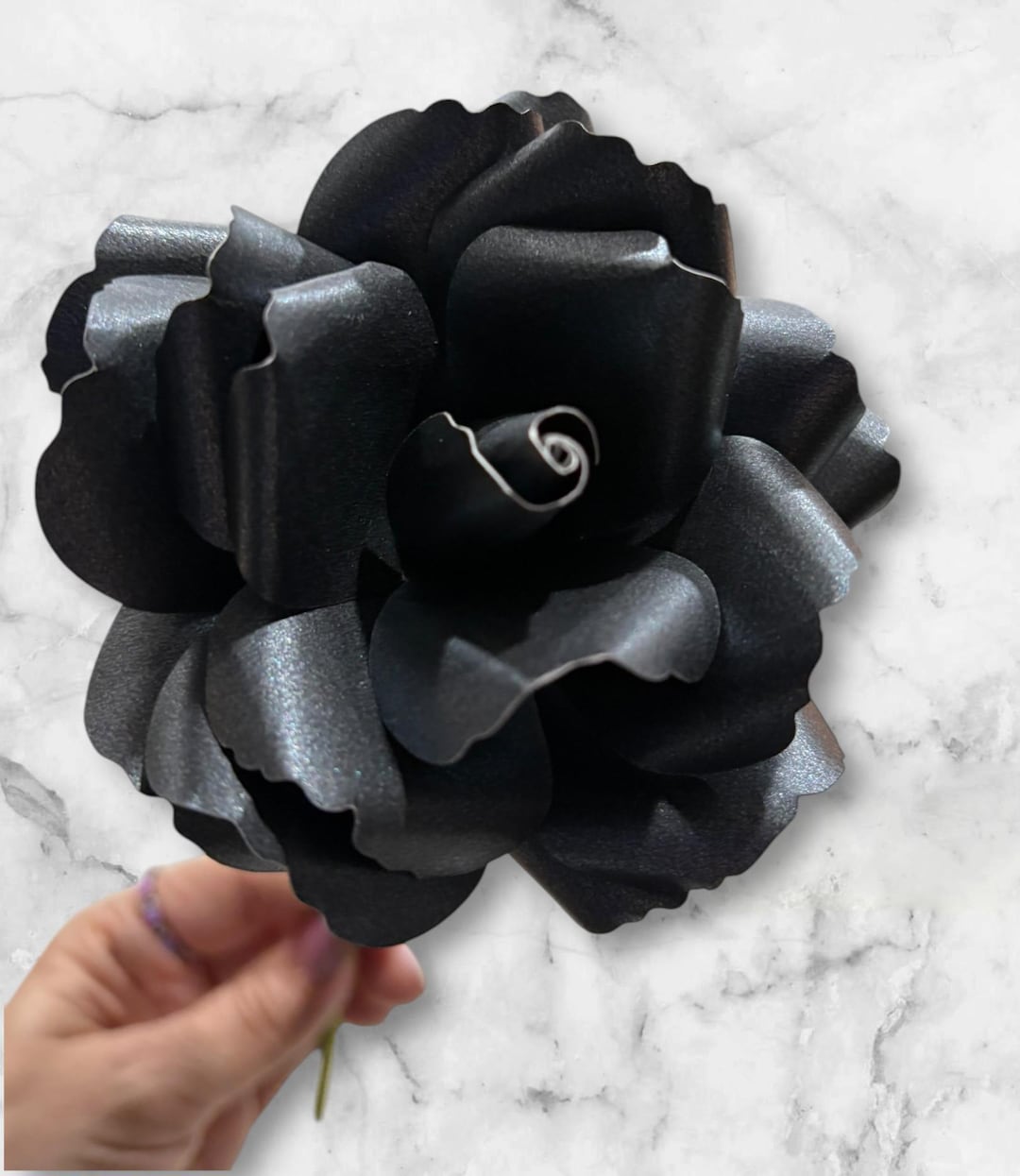 Gunmetal Black Paper Rose- Valentine's Day, Anniversary, Handmade Paper ...