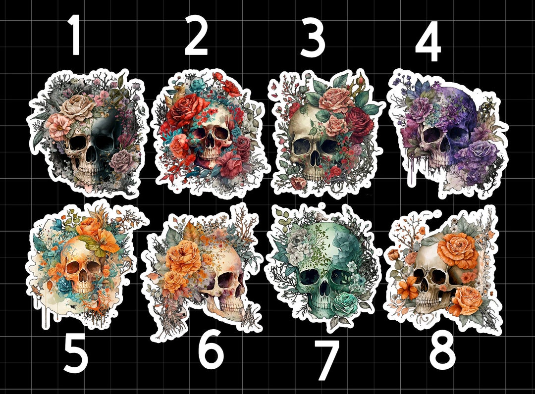 Holographic Floral Skull Sticker Set - Buy Complete Collection or ...