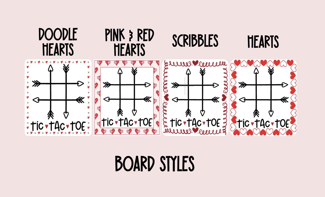 Valentine's Day Tic Tac Toe Game Cards With Heart Tokens- Favors, Goody ...