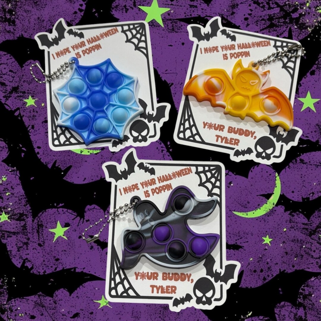 Halloween Poppit Popper Keychain Favors With Personalized Cards ...