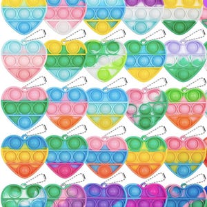 Valentines Heart Poppers Pop It Toy Keychain With Cards -fidget Toys ...