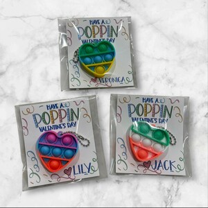 Valentines Heart Poppers Pop It Toy Keychain With Cards -fidget Toys ...