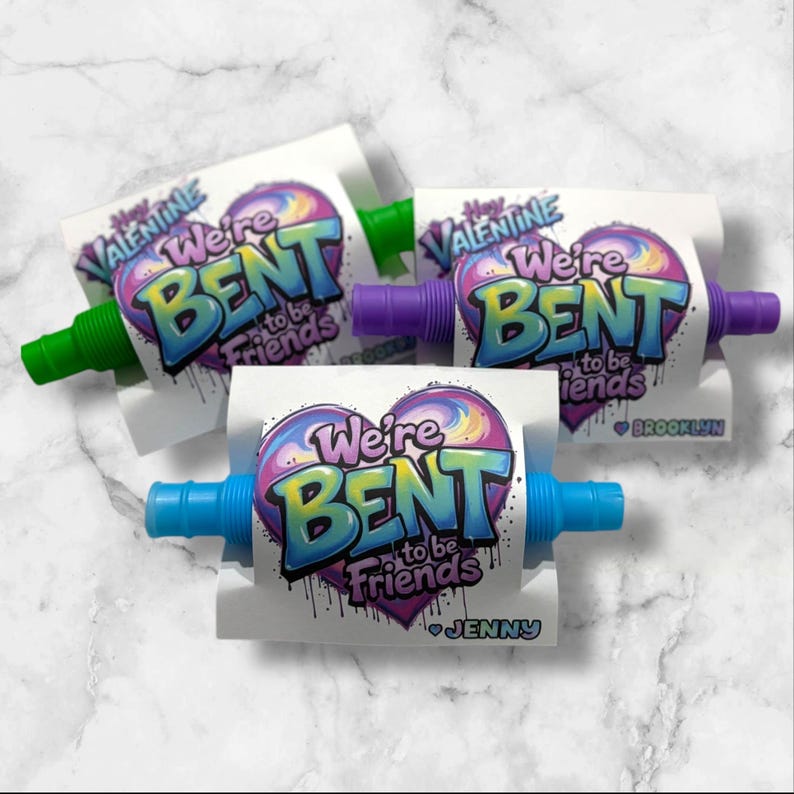 Valentines Fidget Pop Tubes With Cards -fidget Toys Favors, Classroom ...