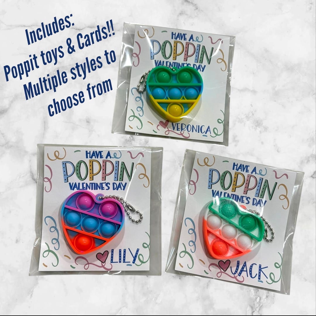Valentines Heart Poppers Pop It Toy Keychain With Cards -fidget Toys ...
