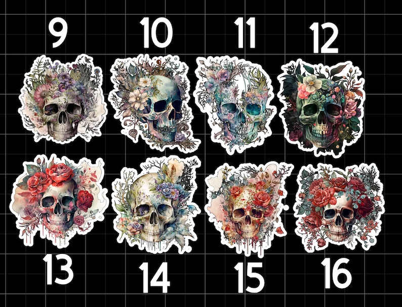 Holographic Floral Skull Sticker Set - Buy Complete Collection or ...