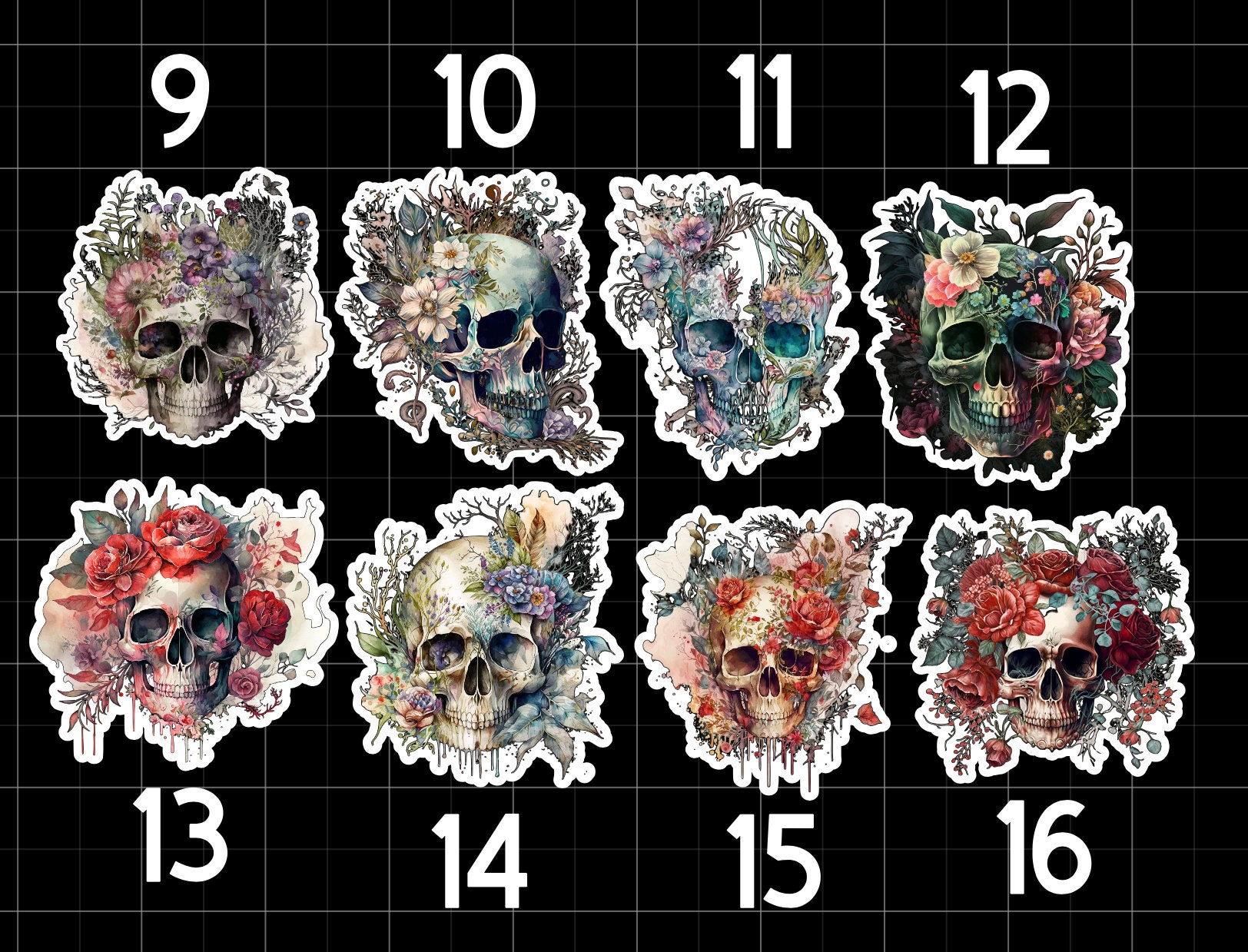Holographic Floral Skull Sticker Set - Buy Complete Collection or ...