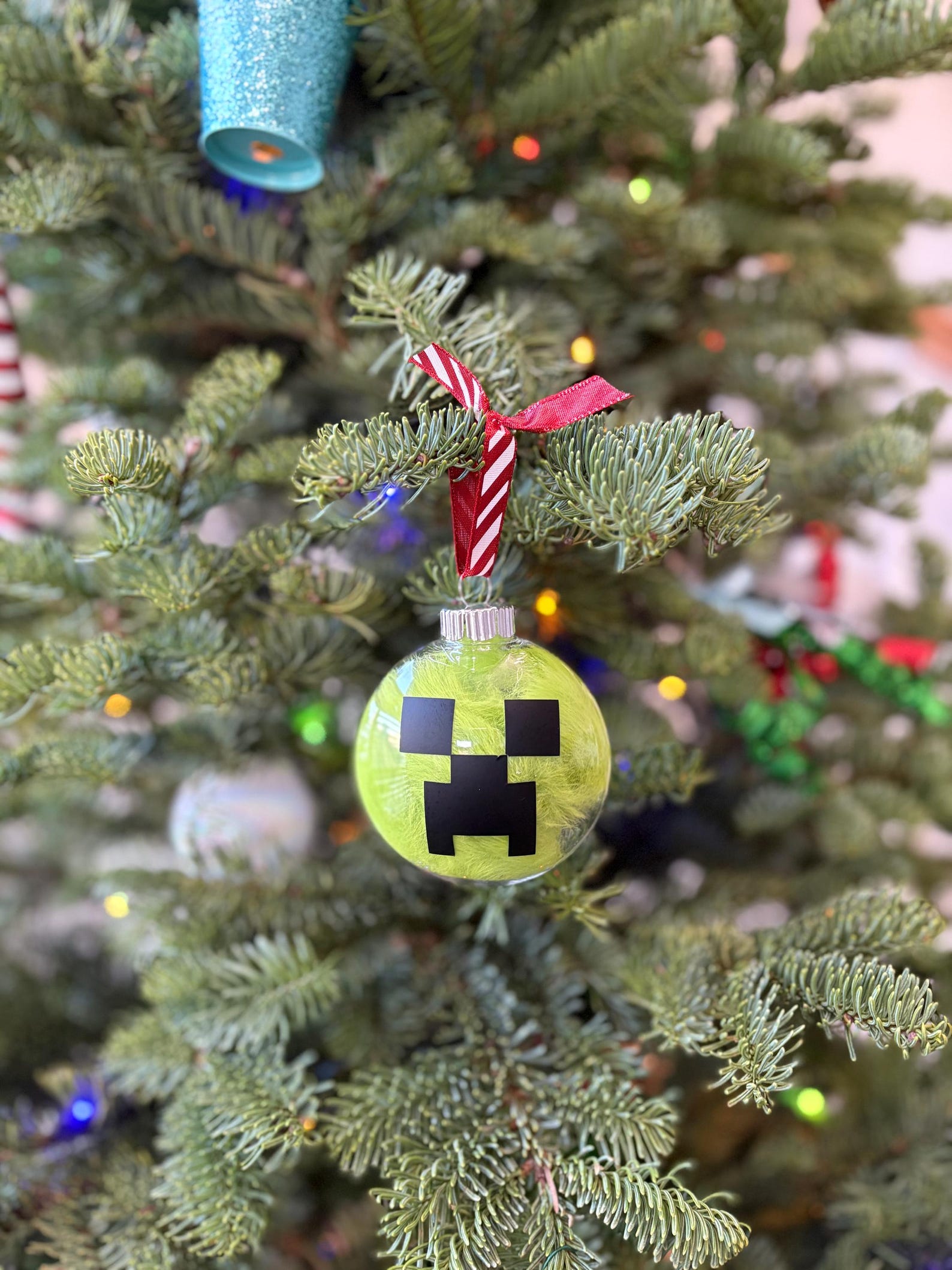 Creep Face Mine Christmas Craft Ornament - White Elephant, Gamer, Pixel ...