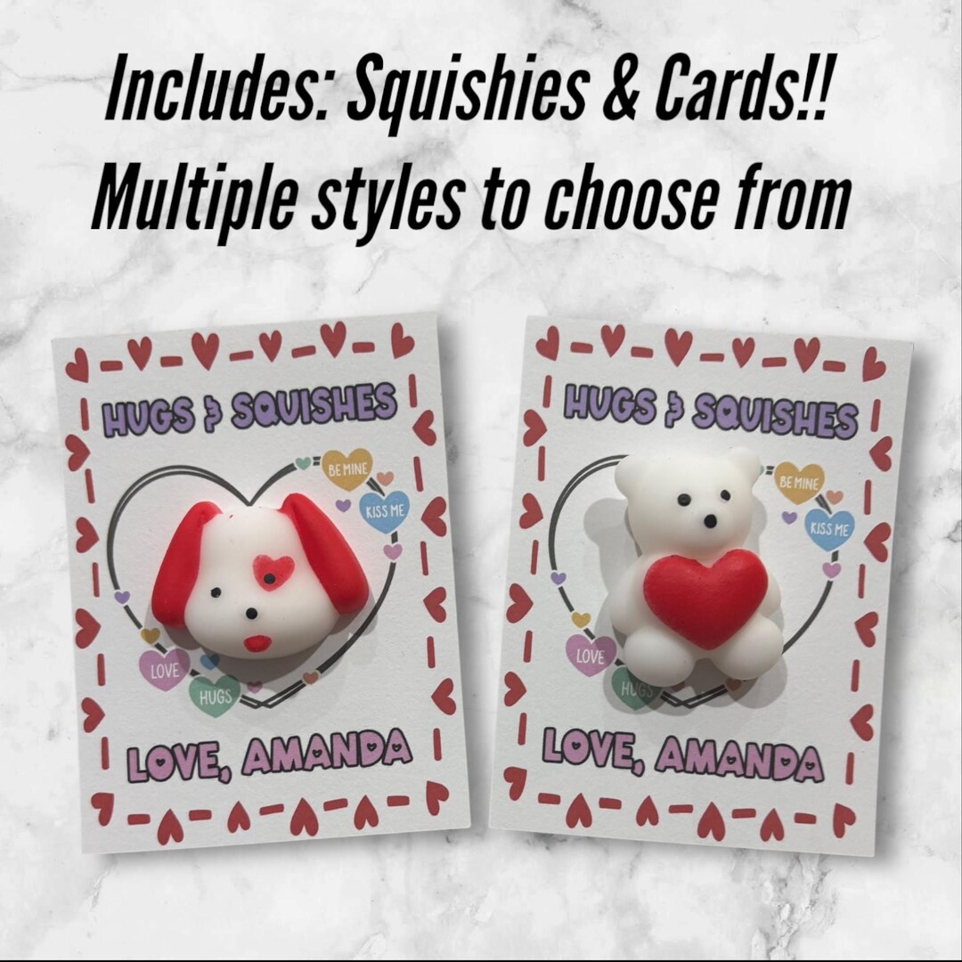 Valentine's Hugs and Squishes fidget Toys Favors, Mochi Squisy Toy and ...