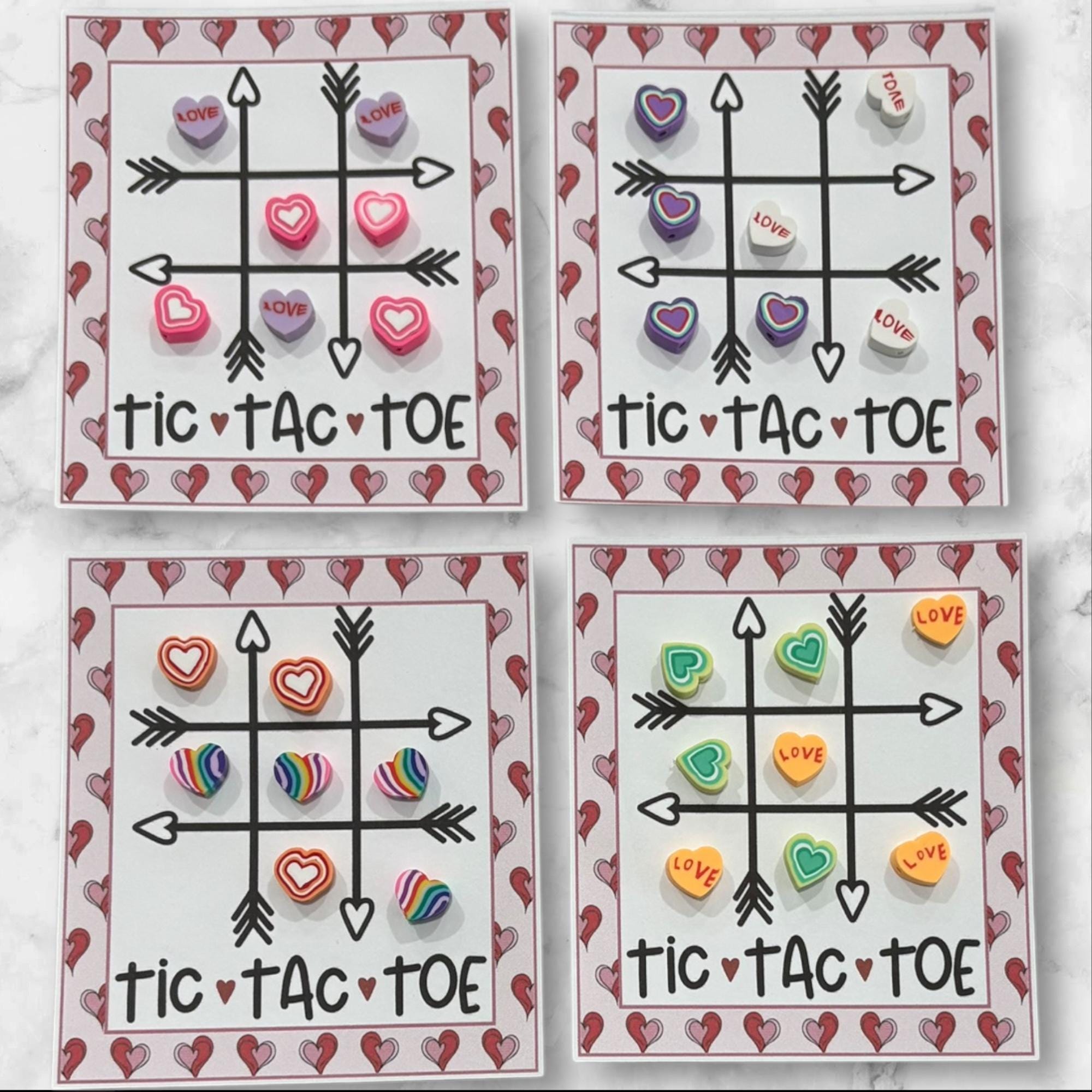 Valentine's Day Tic Tac Toe Game Cards With Heart Tokens- Favors, Goody ...