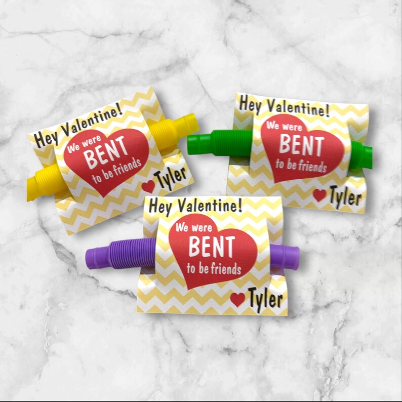 Valentines Fidget Pop Tubes With Cards -fidget Toys Favors, Classroom ...