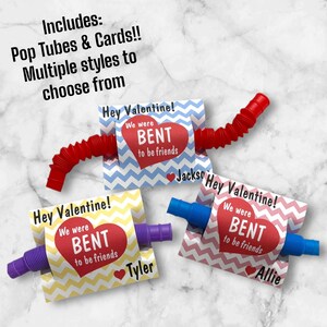Valentines Fidget Pop Tubes With Cards -fidget Toys Favors, Classroom ...