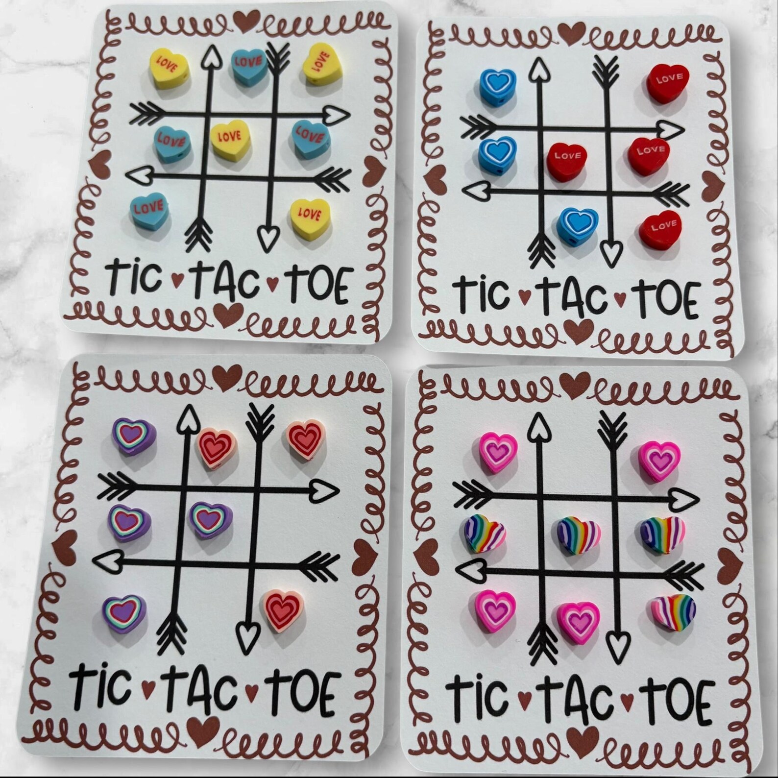 Valentine's Day Tic Tac Toe Game Cards With Heart Tokens- Favors, Goody ...
