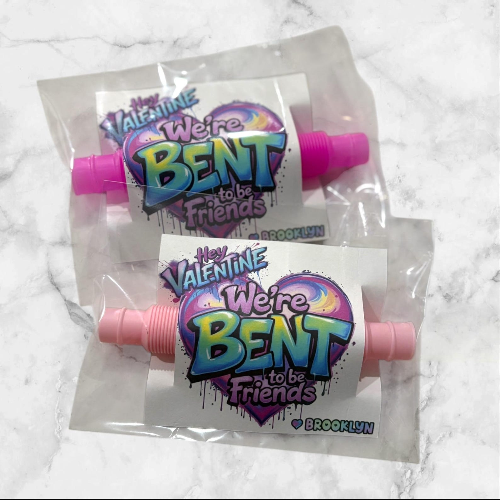 Valentines Fidget Pop Tubes With Cards -fidget Toys Favors, Classroom ...