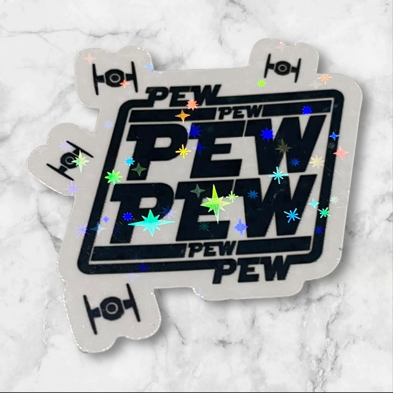 Pew Pew STICKER -holographic Star Sci Fi Wars Pattern - Etsy