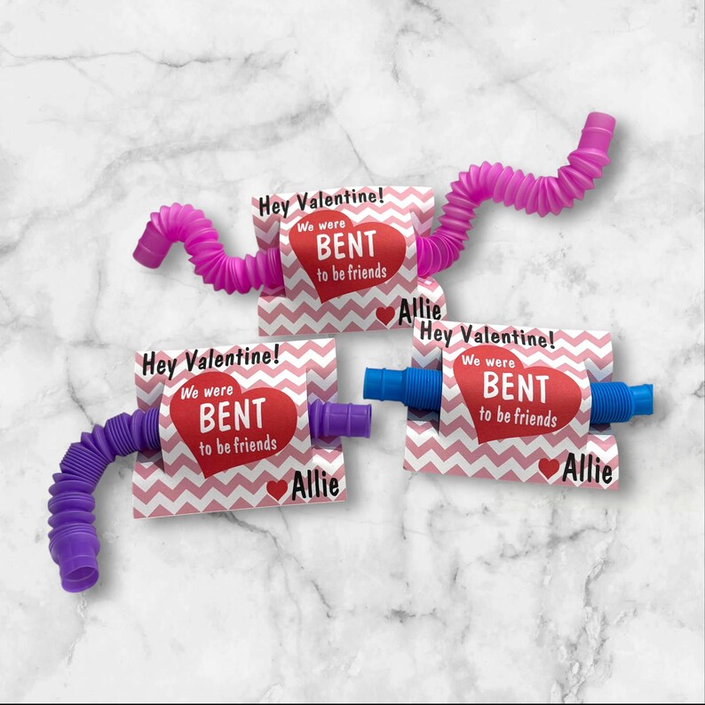 Valentines Fidget Pop Tubes With Cards -fidget Toys Favors, Classroom ...