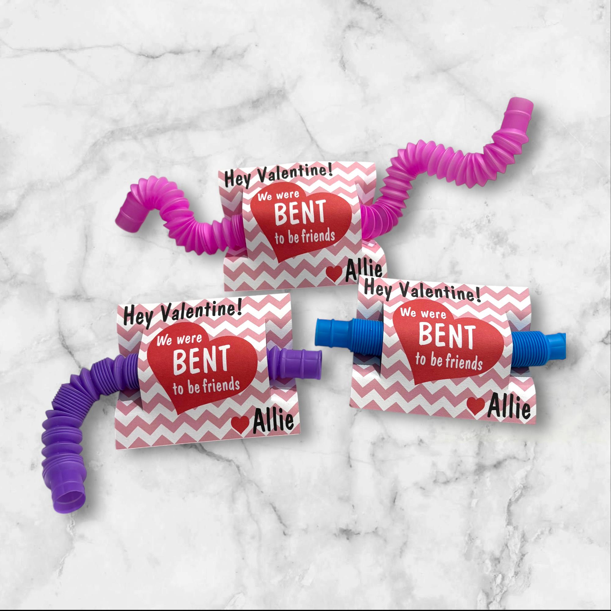 Valentines Fidget Pop Tubes With Cards -fidget Toys Favors, Classroom ...