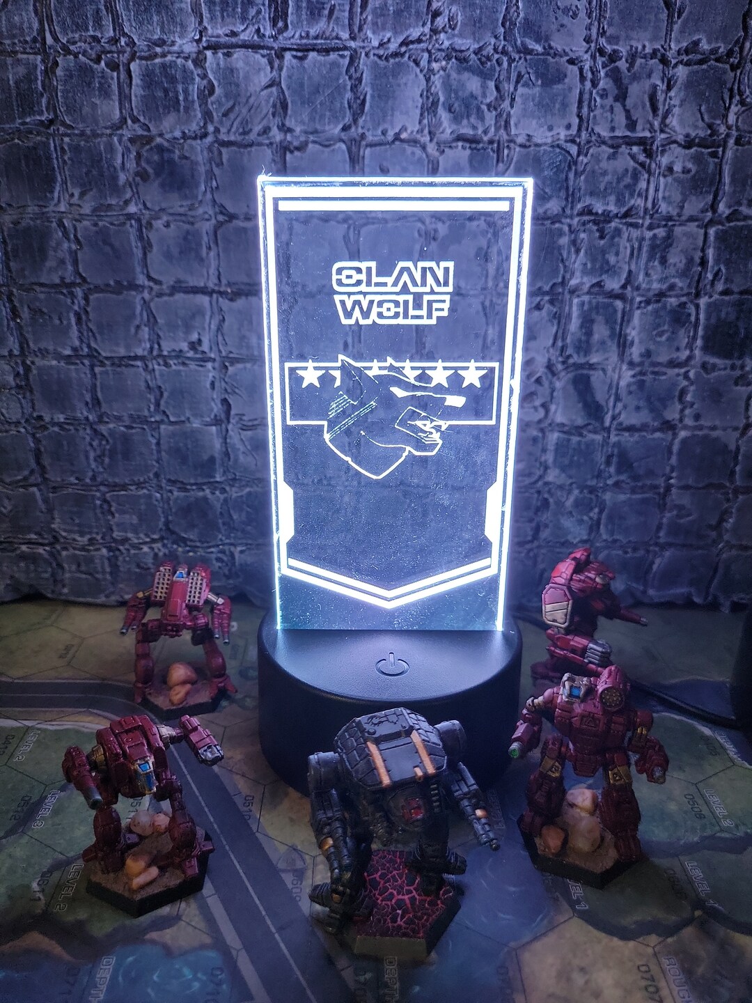 Custom LED Lamp With Clan Wolf Logo Battletech Mechwarrior - Etsy