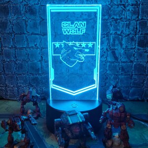 Custom LED Lamp With Clan Wolf Logo Battletech Mechwarrior - Etsy