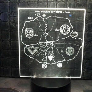 Custom LED Lamp Map of the Inner Sphere 3025 Battletech Mechwarrior MWO ...