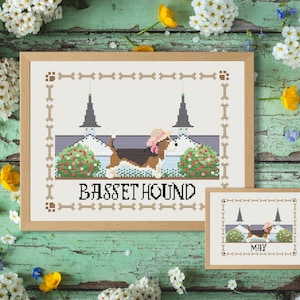 The Basset Derby Cross Stitch Pattern PDF Instant Download { Beginner Friendly, Embroidery ...