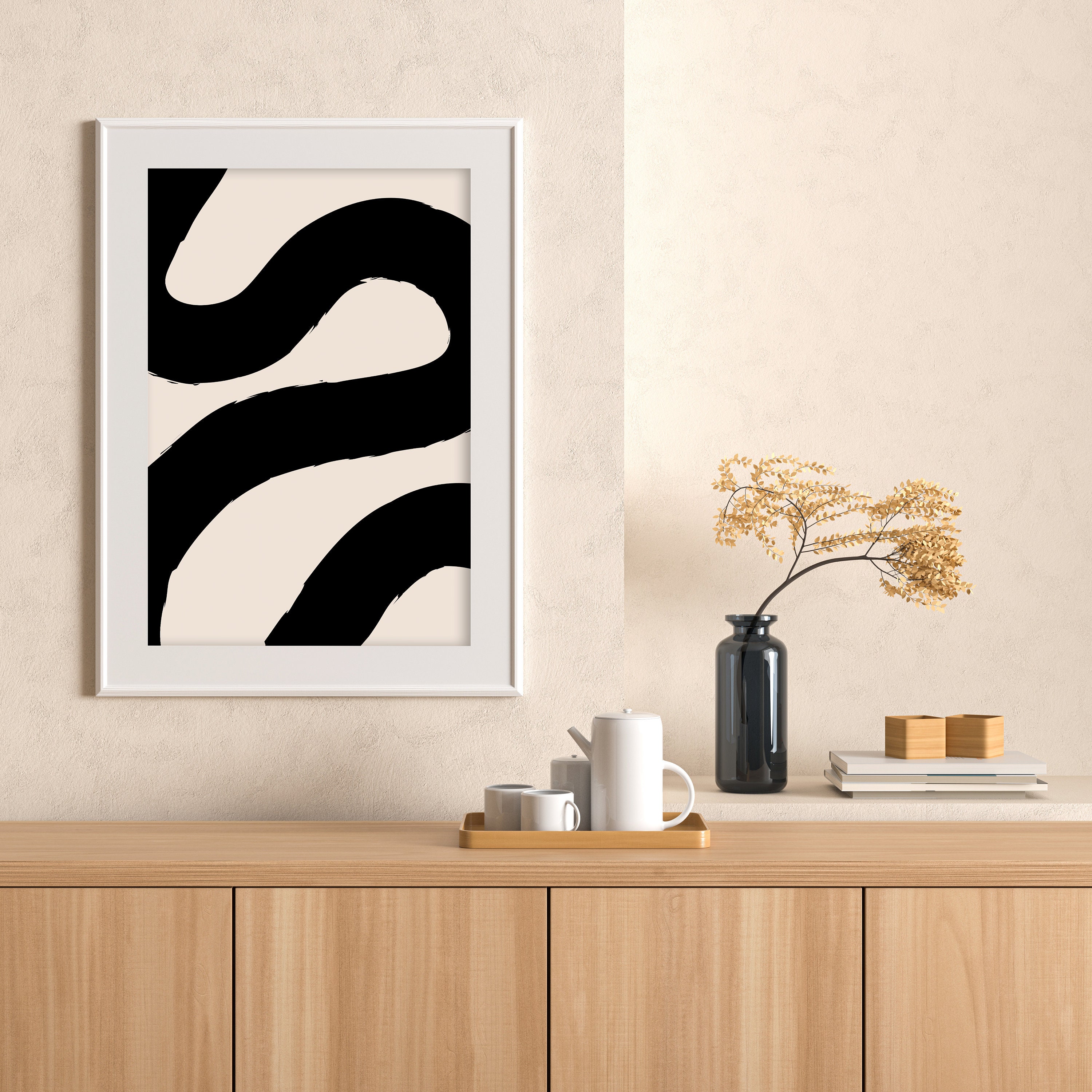 Thick Wavy Lines Printable Wall Art Abstract Lines Print - Etsy