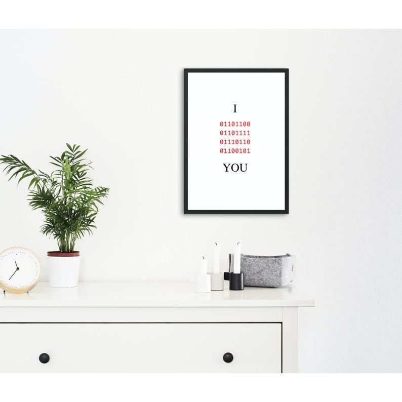 I Love You Binary Code Printable Poster Programmer Gifts - Etsy