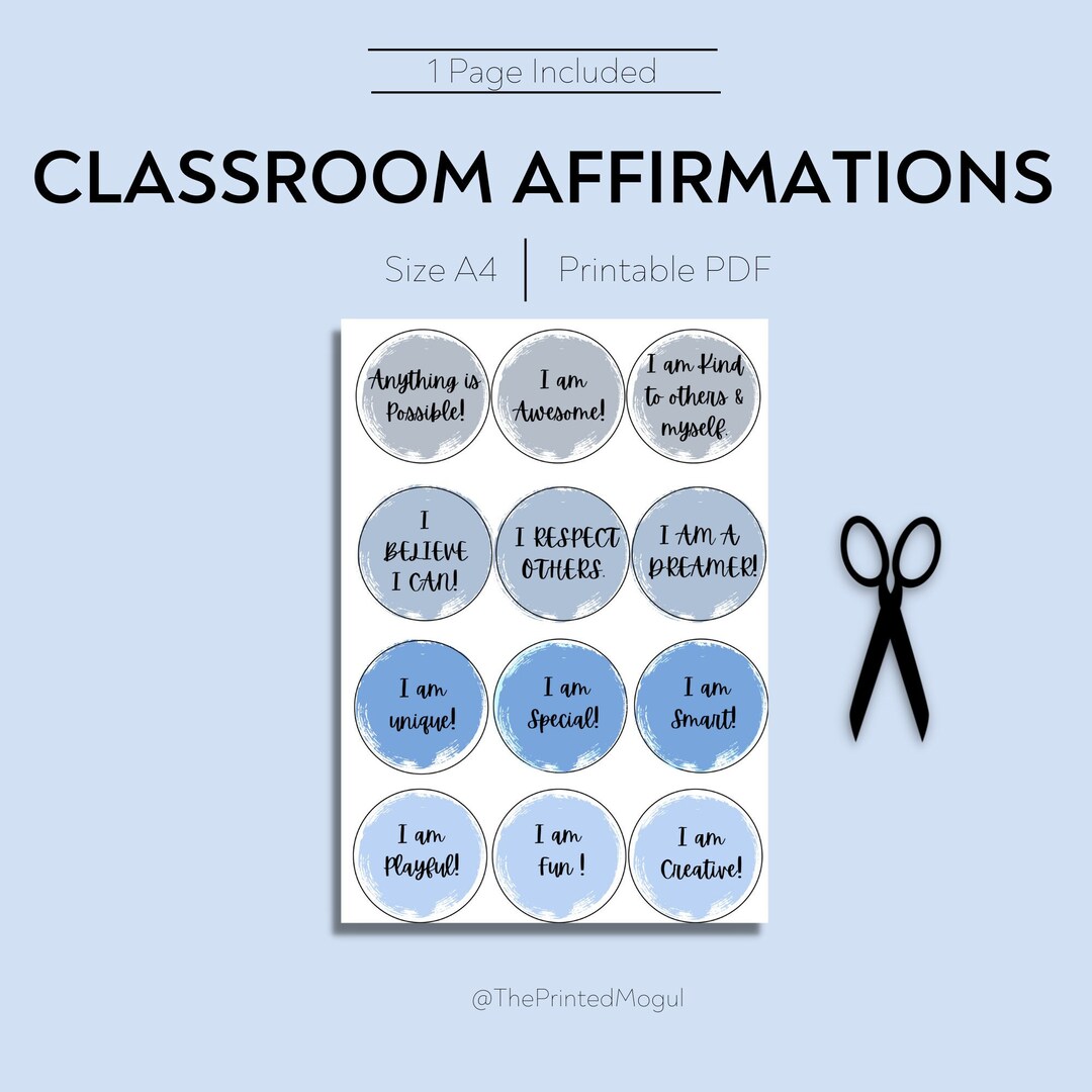 Motivational Classroom Affirmation Stickers Printable Positive ...