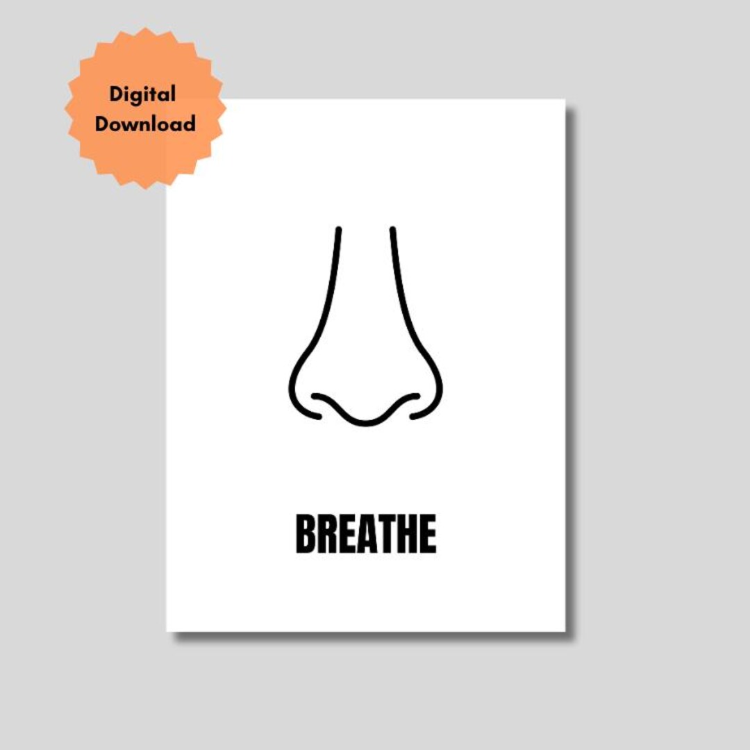 Breathe Typography Printable Poster - Gifts - Home Decor - Minimalistic ...