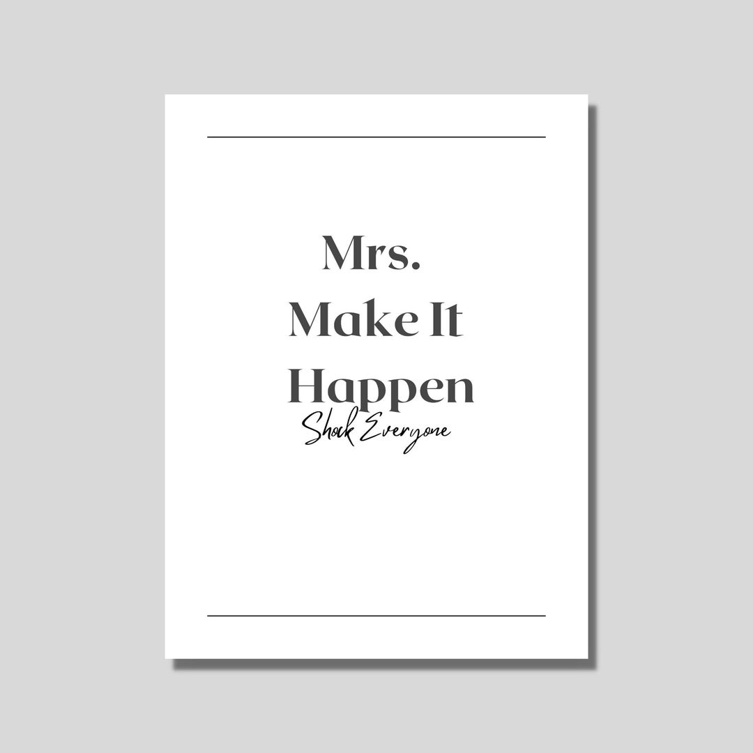 Mrs. Make It Happen Printable Poster Minimalism Typography Decor ...