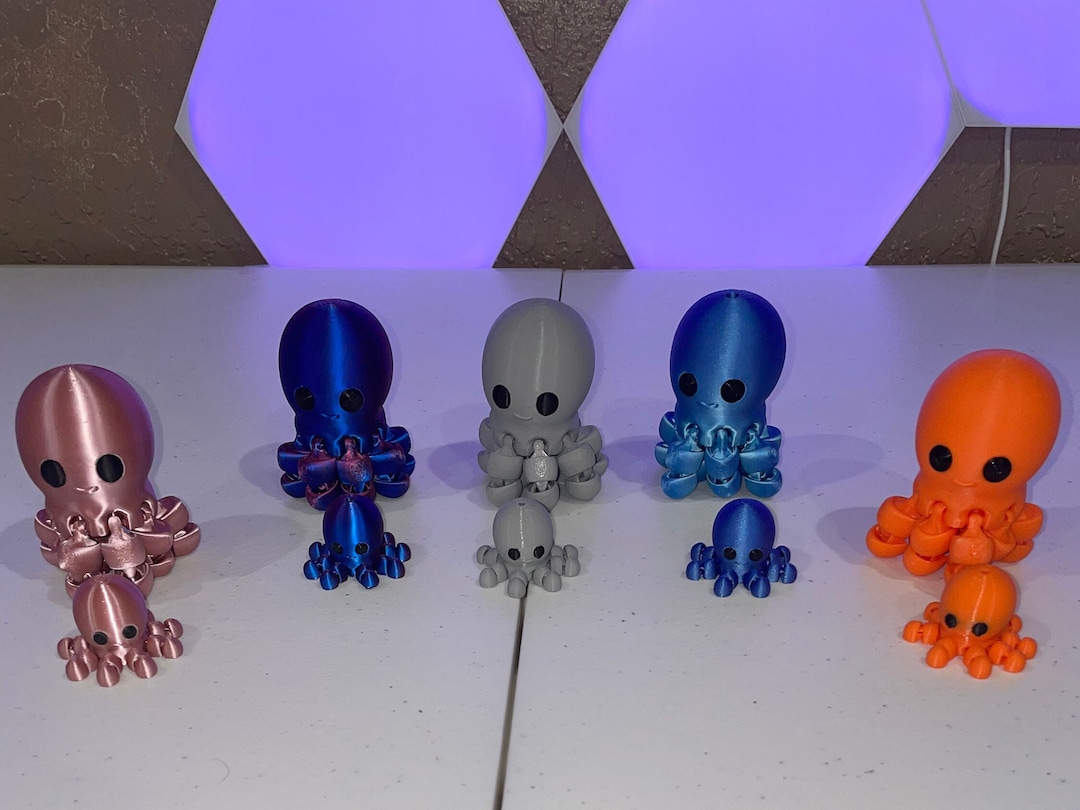 Articulating 3D Printed Baby Octopus Flexi Animal Fidget Toy Pet ...