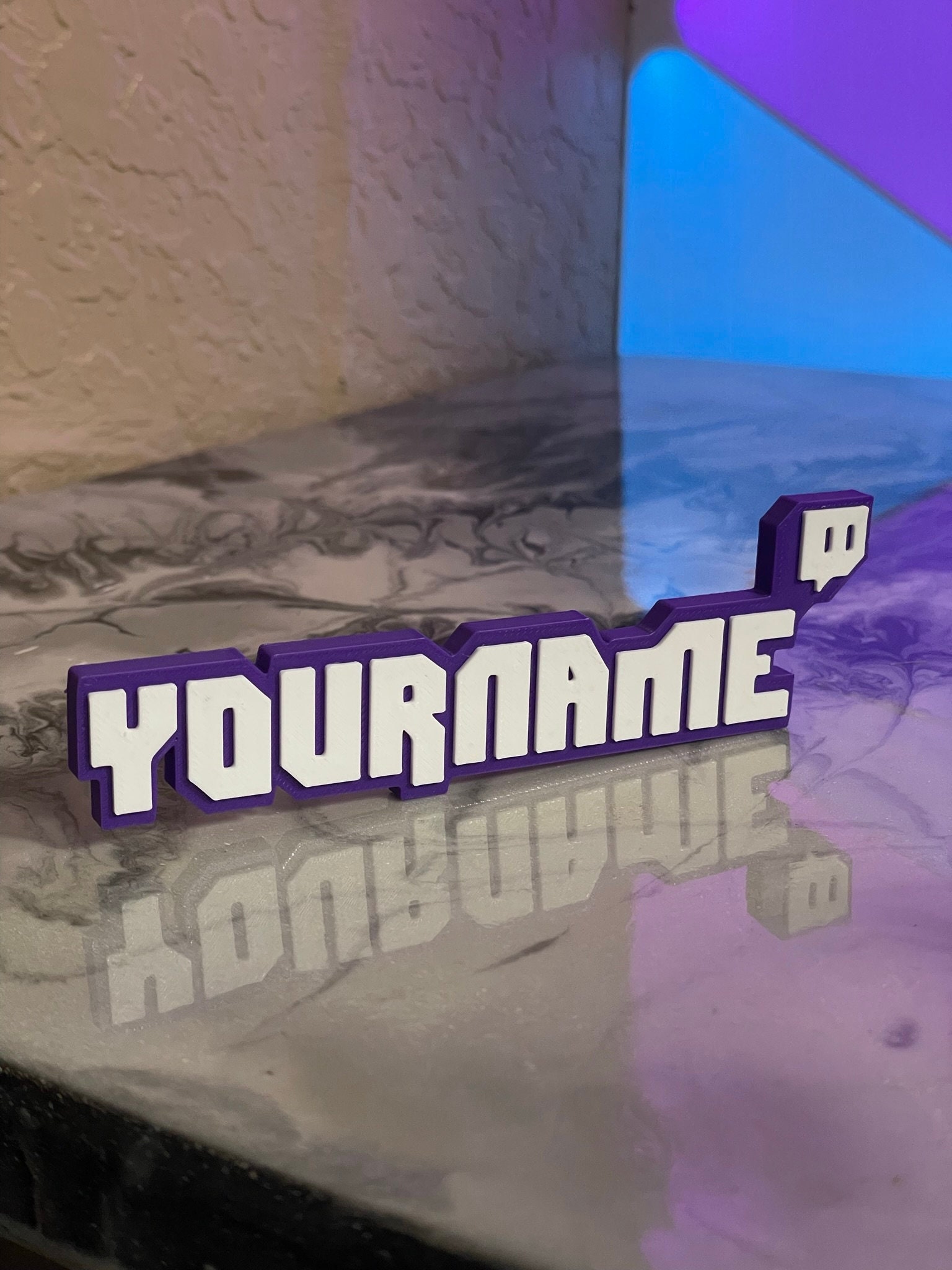 Custom 3D Printed Twitch Name Plate: Gamer Room Decor - Etsy