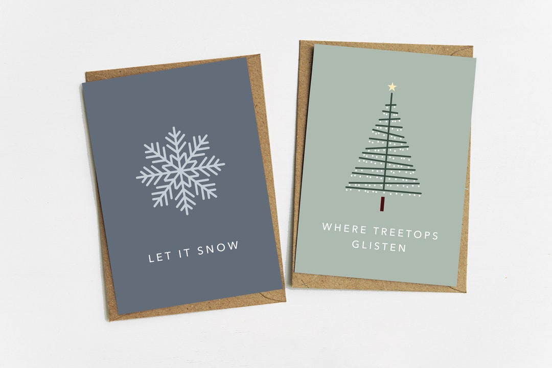 Pack of 4 Printable Christmas Card Template Blank Inside 4x6 Cards - Etsy