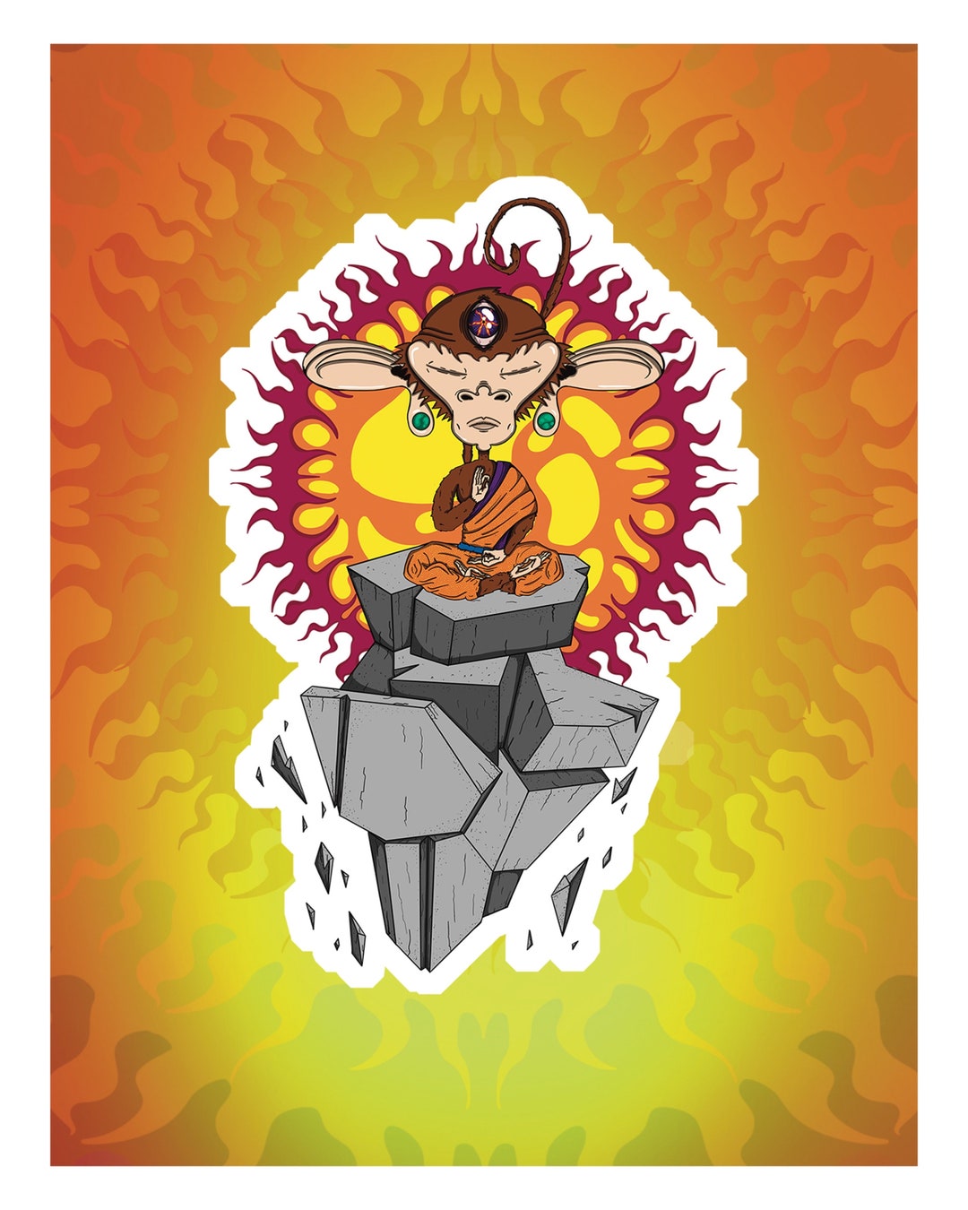 The Monk Monkey | Weatherproof Outdoor Sticker | Vinyl 3.5 ...