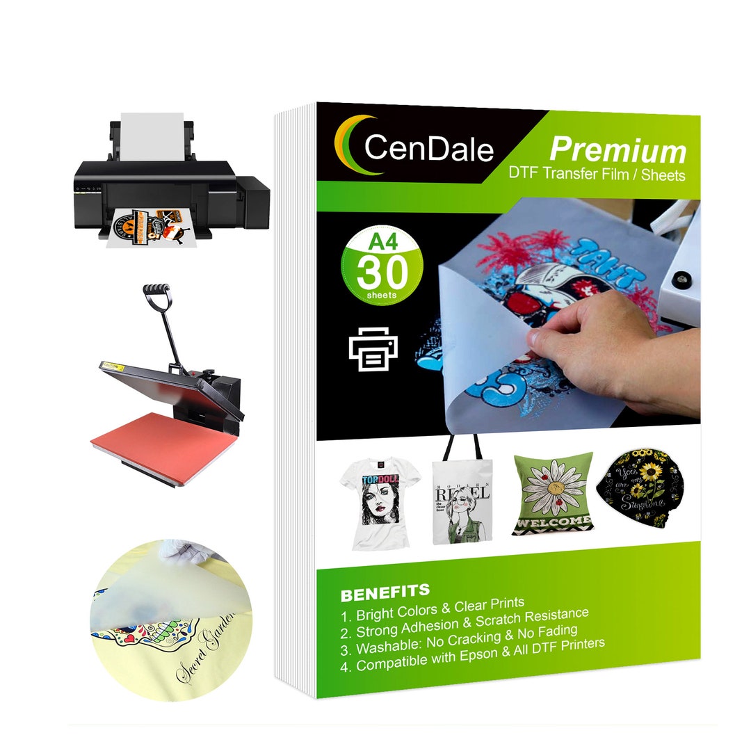 Cendale DTF Transfer Film, 30 Sheets Double-sided Matte Clear Pretreat ...