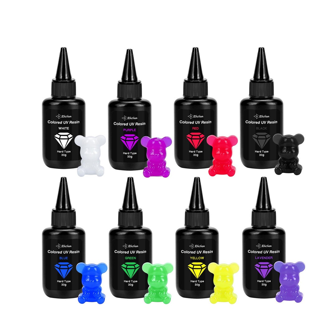 Jdiction UV Resin, 8 Colors-240g Colored UV Resin Odorless and Hard ...