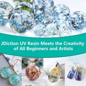Jdiction UV Resin Kit With Light, Super Crystal Clear Hard Resin Sunlight Curing UV Resin ...
