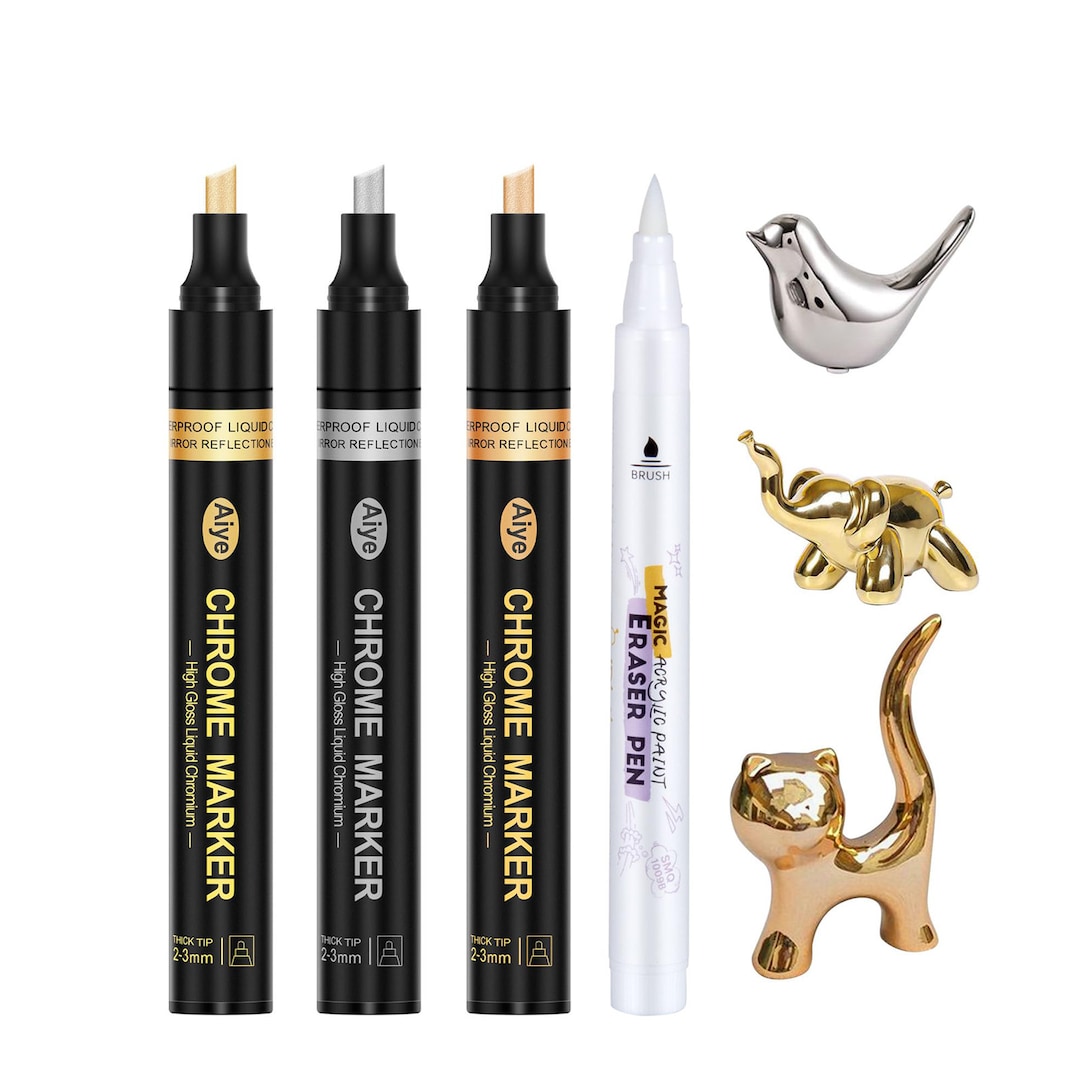 Jdiction Liquid Mirror Chrome Markers, 3 Colors Permanent Metallic ...