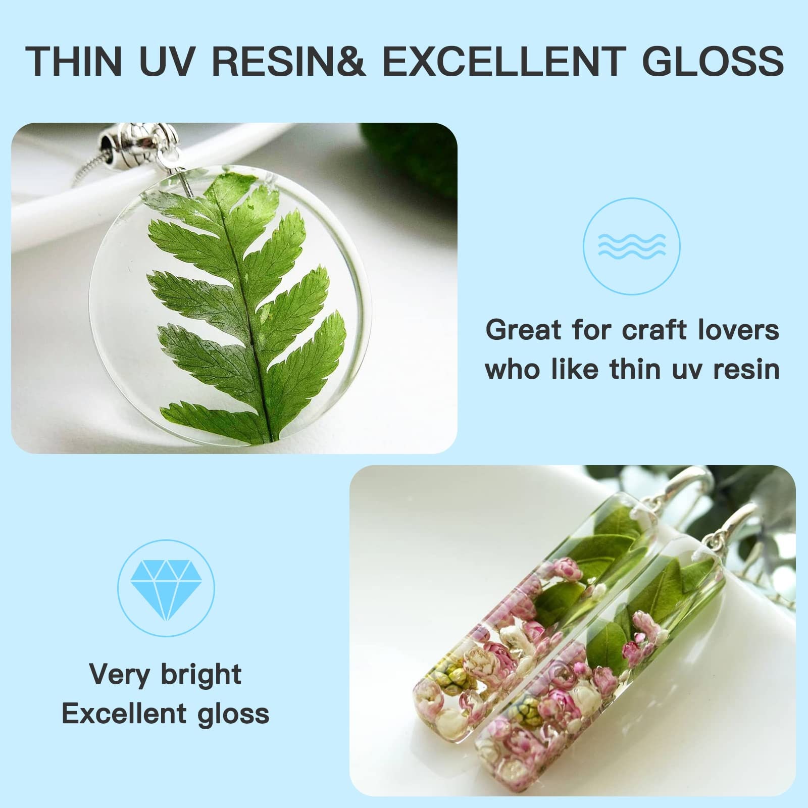 Jdiction UV Resin, Upgrade Low Viscosity Hard Thin UV Resin With Super ...
