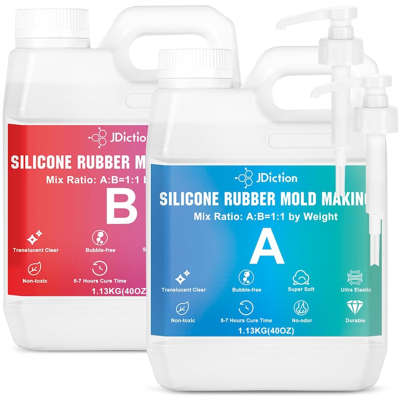 Jdiction Silicone Mold Making Kit, Super Elastic Liquid Silicone Rubber ...