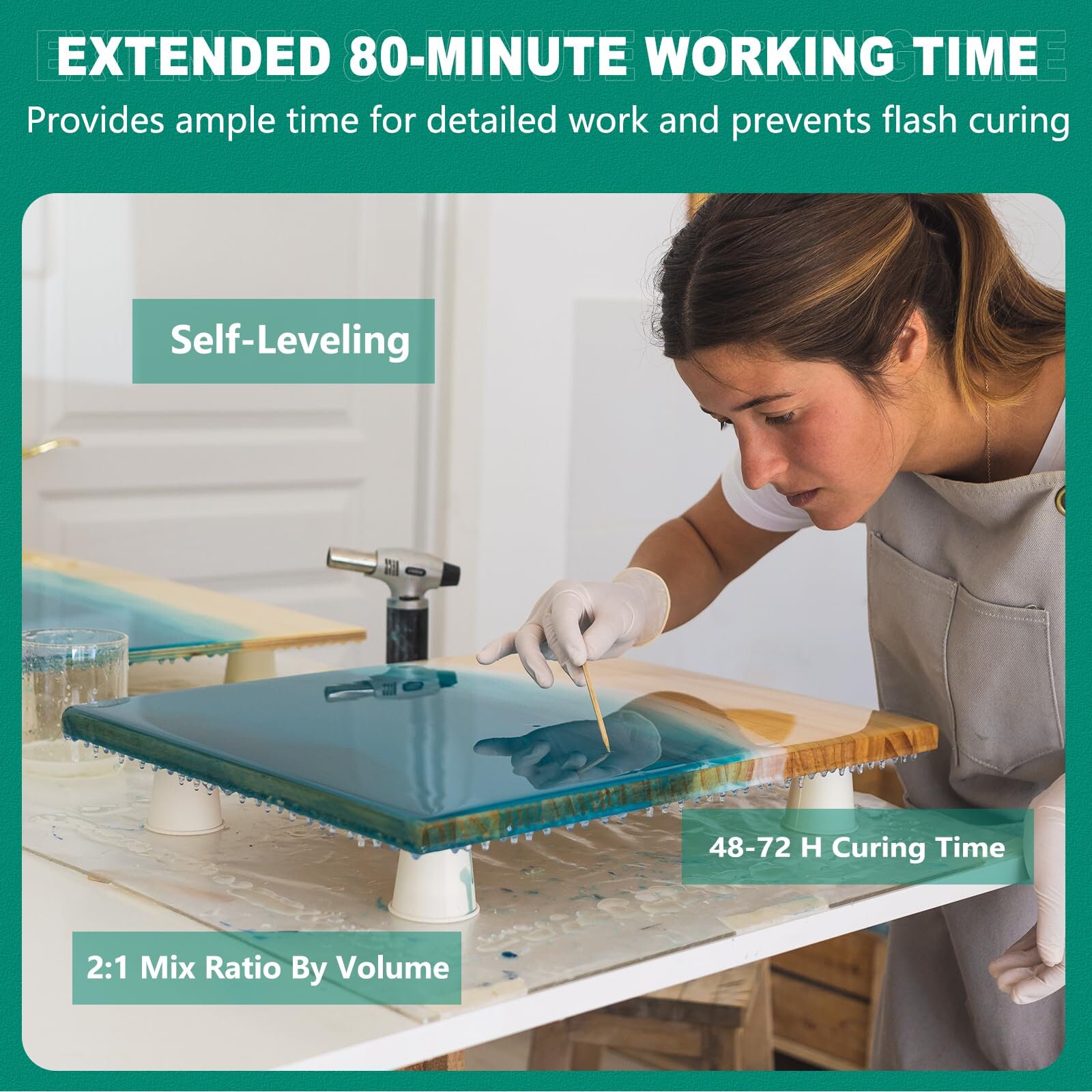 Teexpert Epoxy Resin Deep Pour Resin Kit for 2-4 Pour Depths, Crystal ...