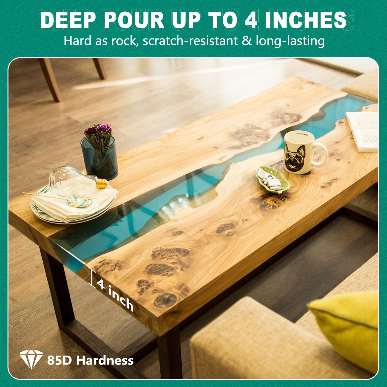 Teexpert Epoxy Resin Deep Pour Resin Kit for 2-4 Pour Depths, Crystal ...