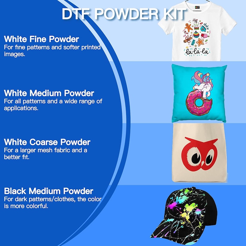 Yamation DTF Powder Kit, DTF Adhesive Powder Include Fine Medium Coarse ... Yamation DTF Powder Kit, DTF Adhesive Powder Include Fine Medium Coarse ...