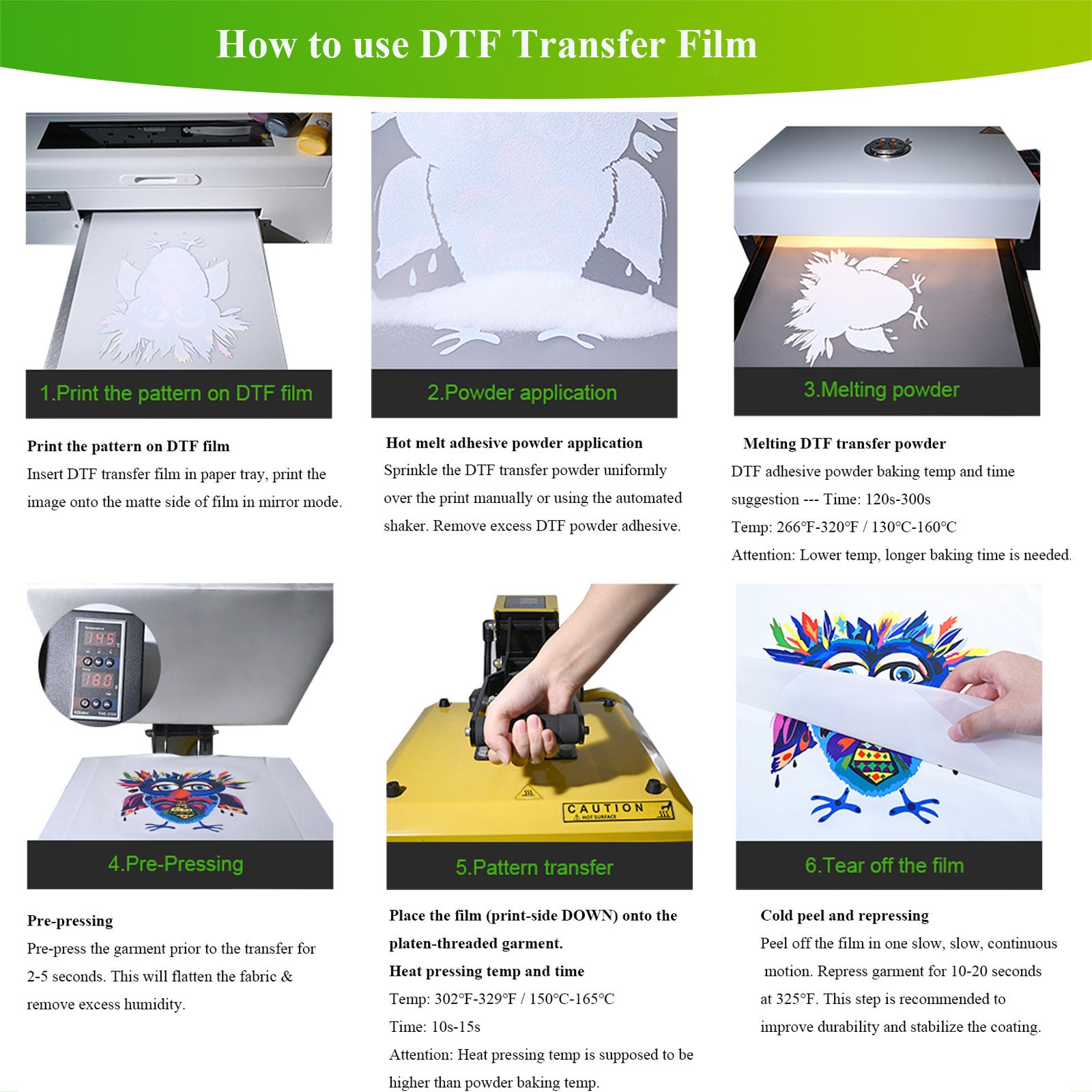 Cendale DTF Transfer Film, 30 Sheets Double-sided Matte Clear Pretreat ...