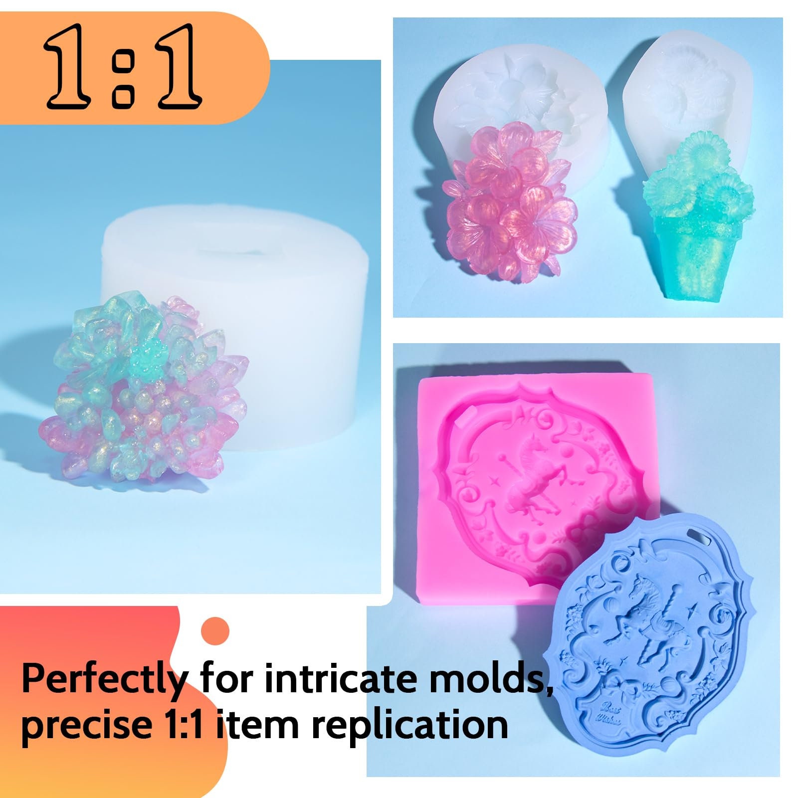 Jdiction Silicone Mold Making Kit, Super Elastic Liquid Silicone Rubber ...